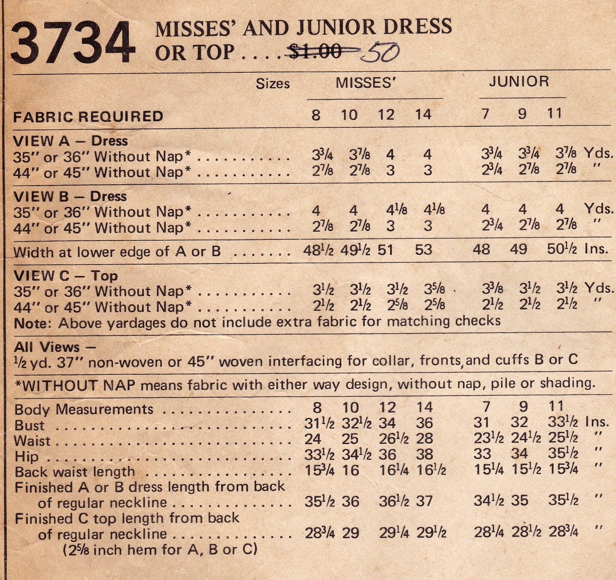 Mccall's 3734 Vintage Sewing Pattern Junior/teen Dress or - Etsy
