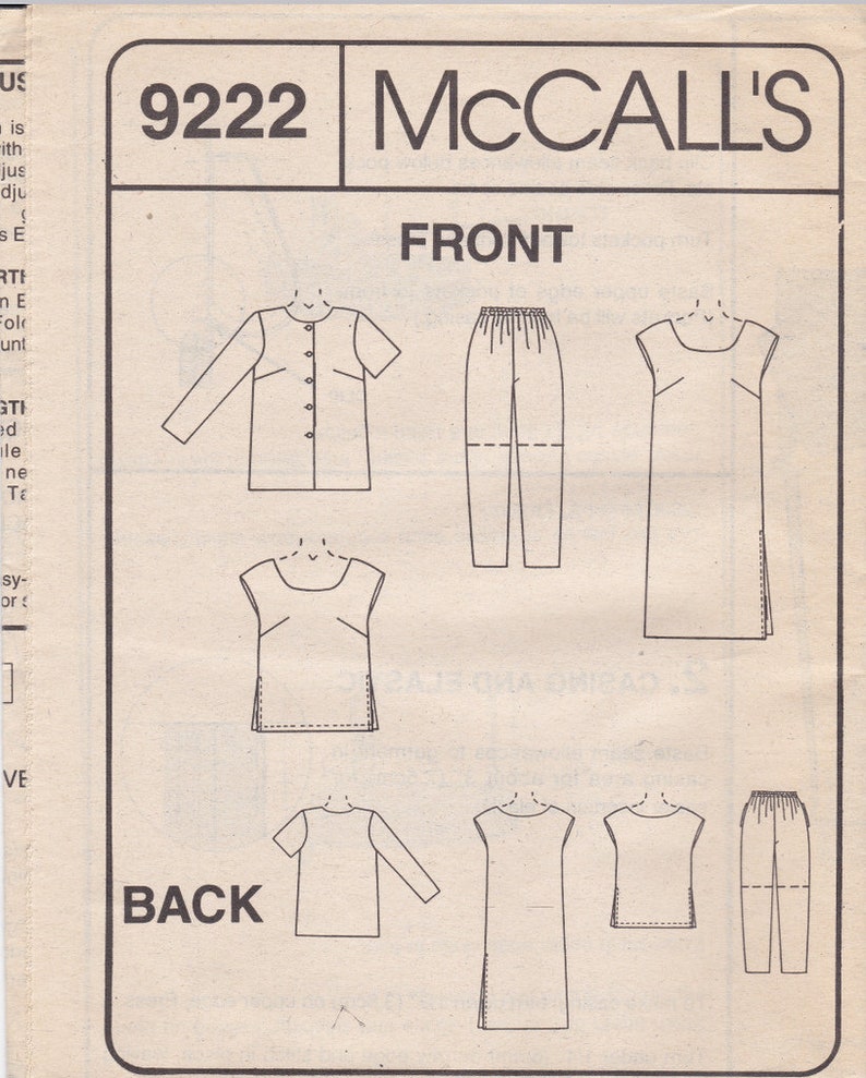 Mccall's 9222 Vintage Sewing Pattern, Women's' Wardrobe Jacket, Dress ...