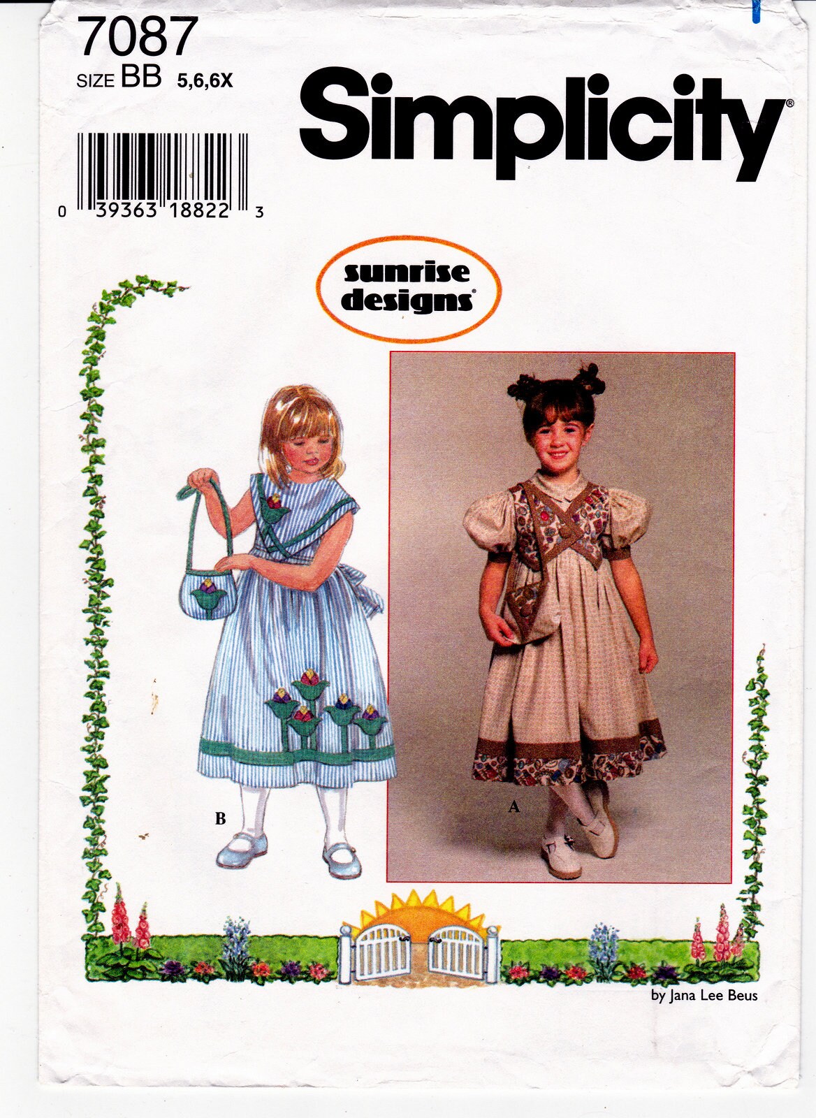Simplicity 7087 Sewing Pattern, Girl's Dress and Purse, Sleeve & Collar ...