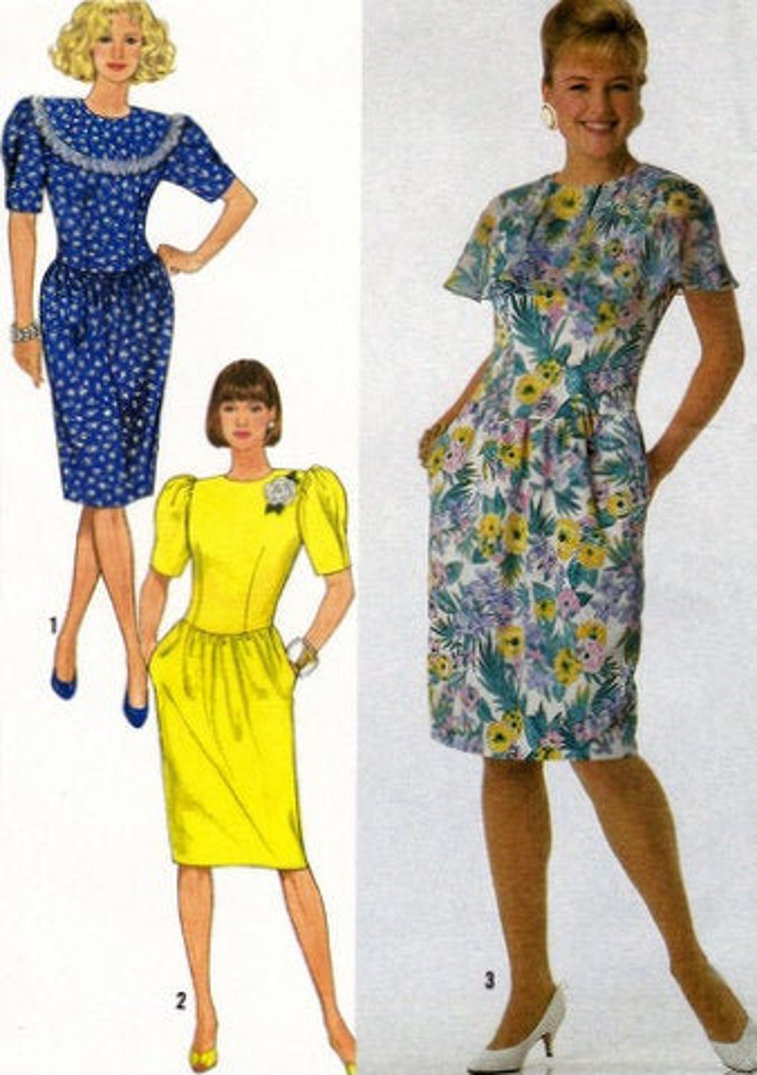 Simplicity 9704 Vintage Sewing Pattern, Misses'/miss Petite Dress With ...