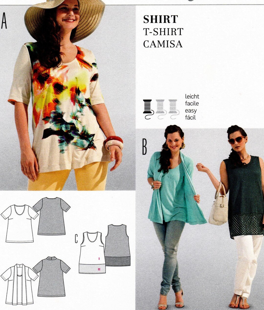 Burda 7098 Sewing Pattern, Misses' Tops, Easy Sewing Pattern, Size 18 ...