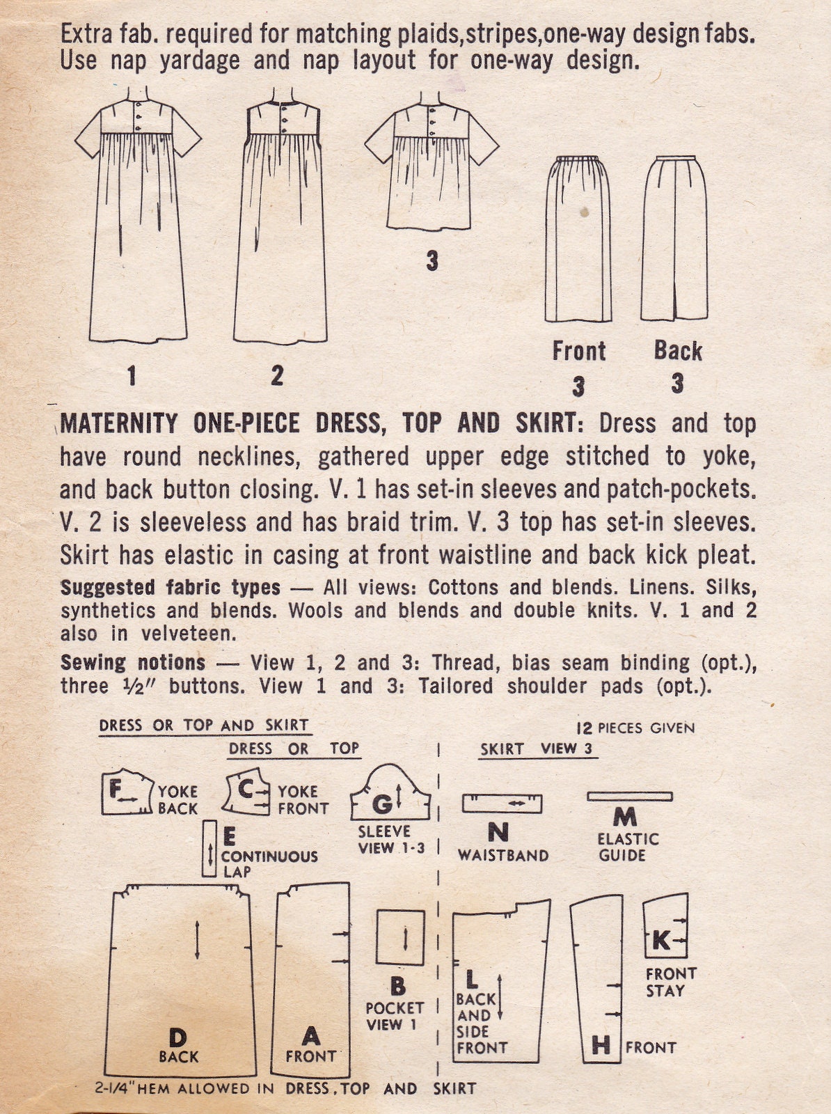 Simplicity 4857 Vintage Sewing Pattern, Misses' Maternity One-piece ...