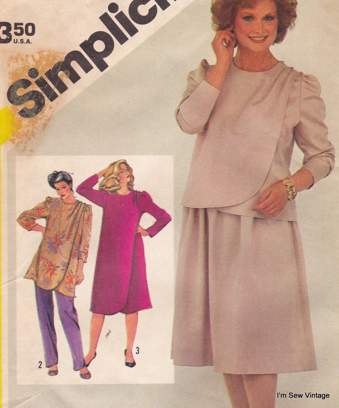 Simplicity 5726 Vintage Sewing Pattern, Half Size Dress Wrap Dress or ...