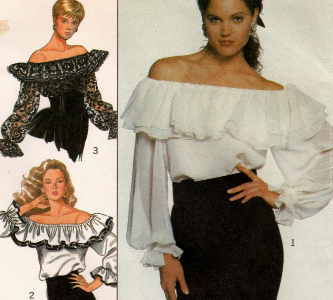 Simplicity 8356 Vintage Sewing Pattern, Misses' Blouses, off Shoulder ...