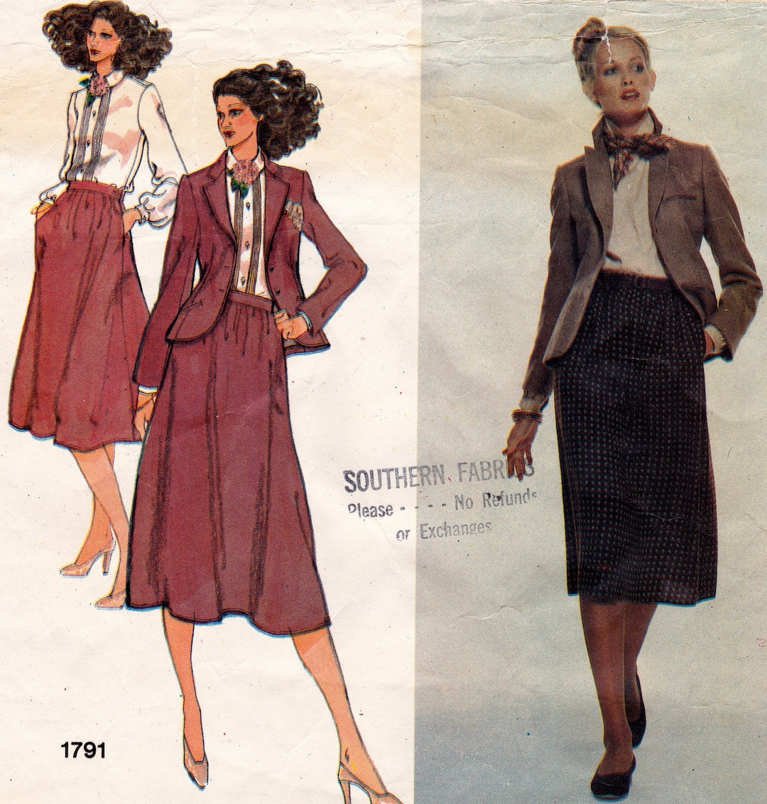 Vogue 1791 Vintage Sewing Pattern, Misses' Jacket, Blouse & Skirt ...