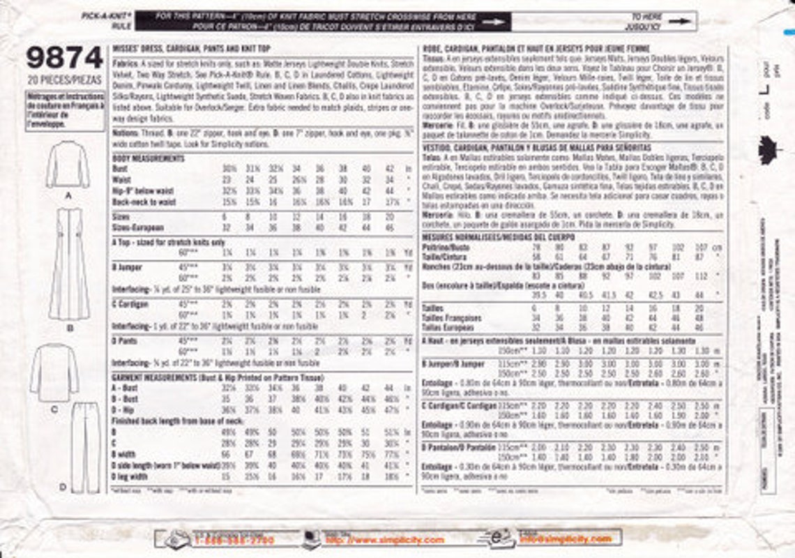 Simplicity 9874 Sewing Pattern Misses' Dress Cardigan - Etsy