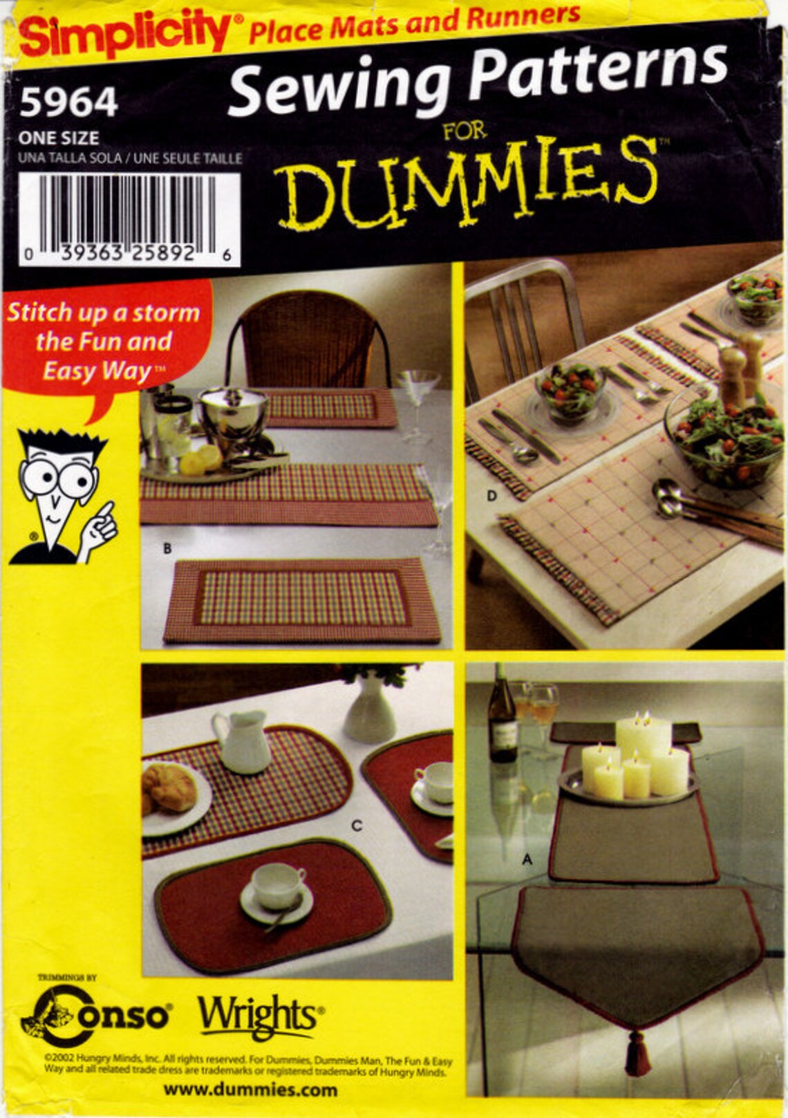 Simplicity 5964 Sewing Pattern Table Runners in Three 3 Sizes & Place ...
