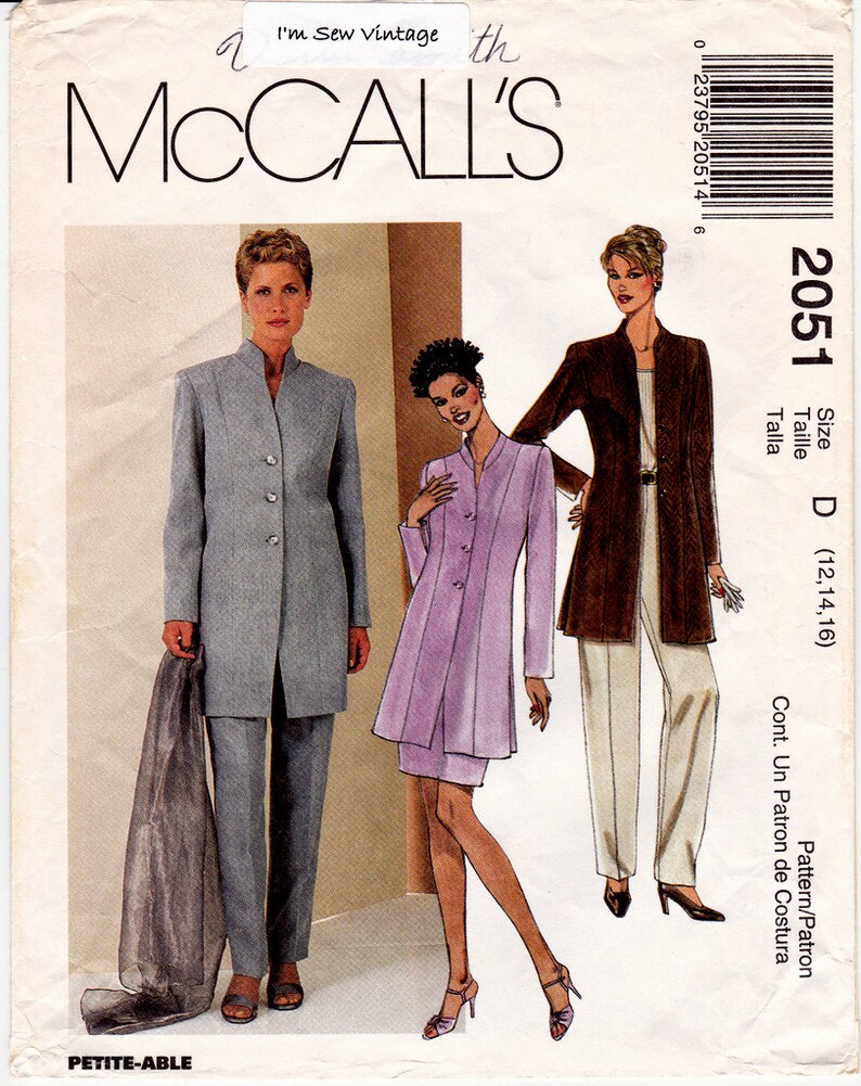 Mccall's 2051 Vintage Sewing Pattern, Misses' Lined Jacket, Skirt ...