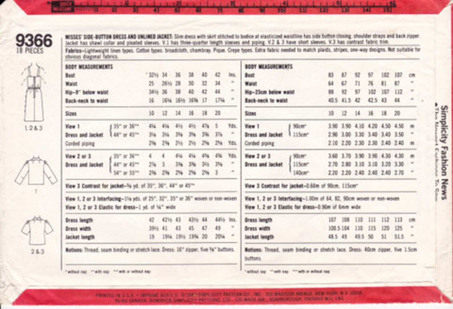 Simplicity 9366 Vintage Sewing Pattern Misses' Dress - Etsy