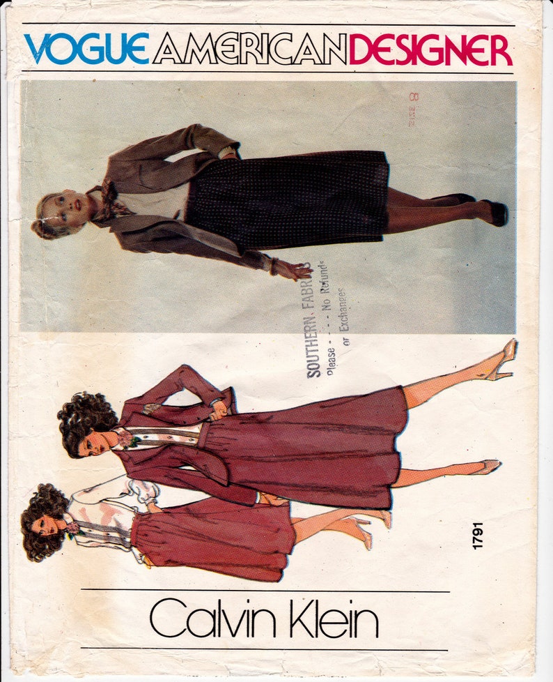 Vogue 1791 Vintage Sewing Pattern, Misses' Jacket, Blouse & Skirt ...