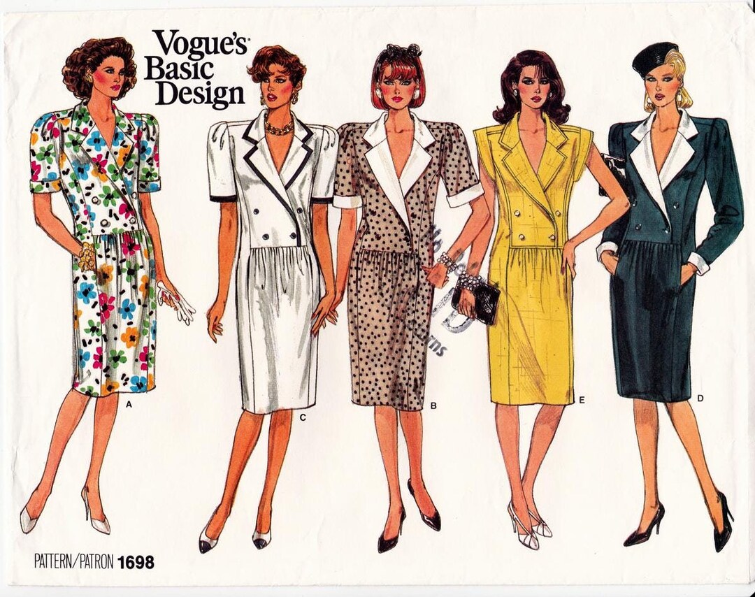 Vogue 1698 Vintage Sewing Pattern, Misses' Dress ~ Fitted, Straight ...