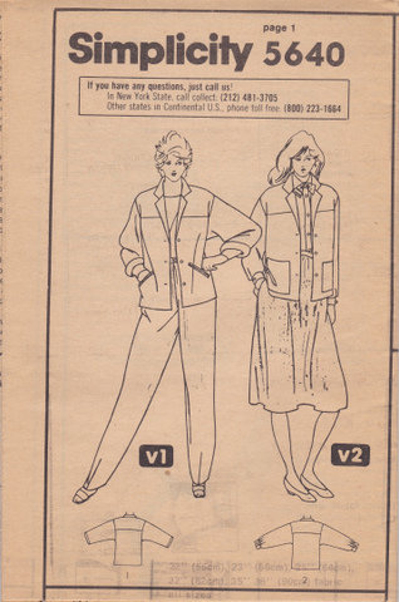 Simplicity 5640 Vintage Sewing Pattern, Misses' Loose-fitting Unlined ...