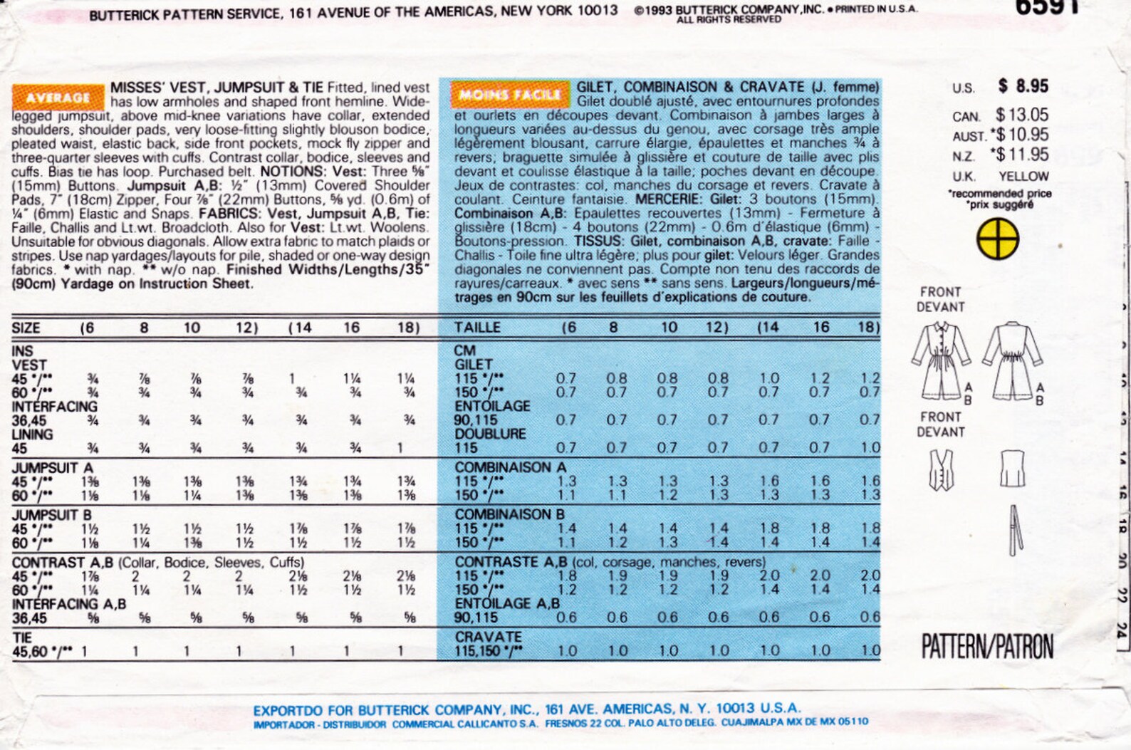 Butterick 6591 Vintage Sewing Pattern Misses' Vest - Etsy