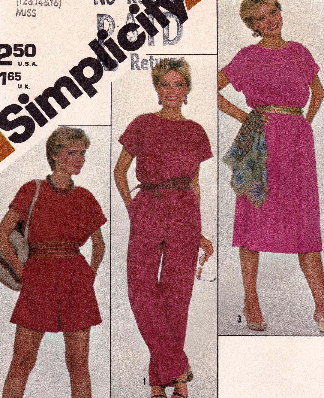 Simplicity 5373 Vintage Sewing Pattern ~ Misses' Jumpsuit in Two ...