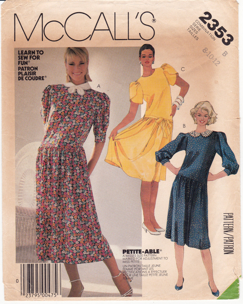 Mccall's 2353 Vintage Sewing Pattern, Misses' Dress & Tie Belt Pullover ...