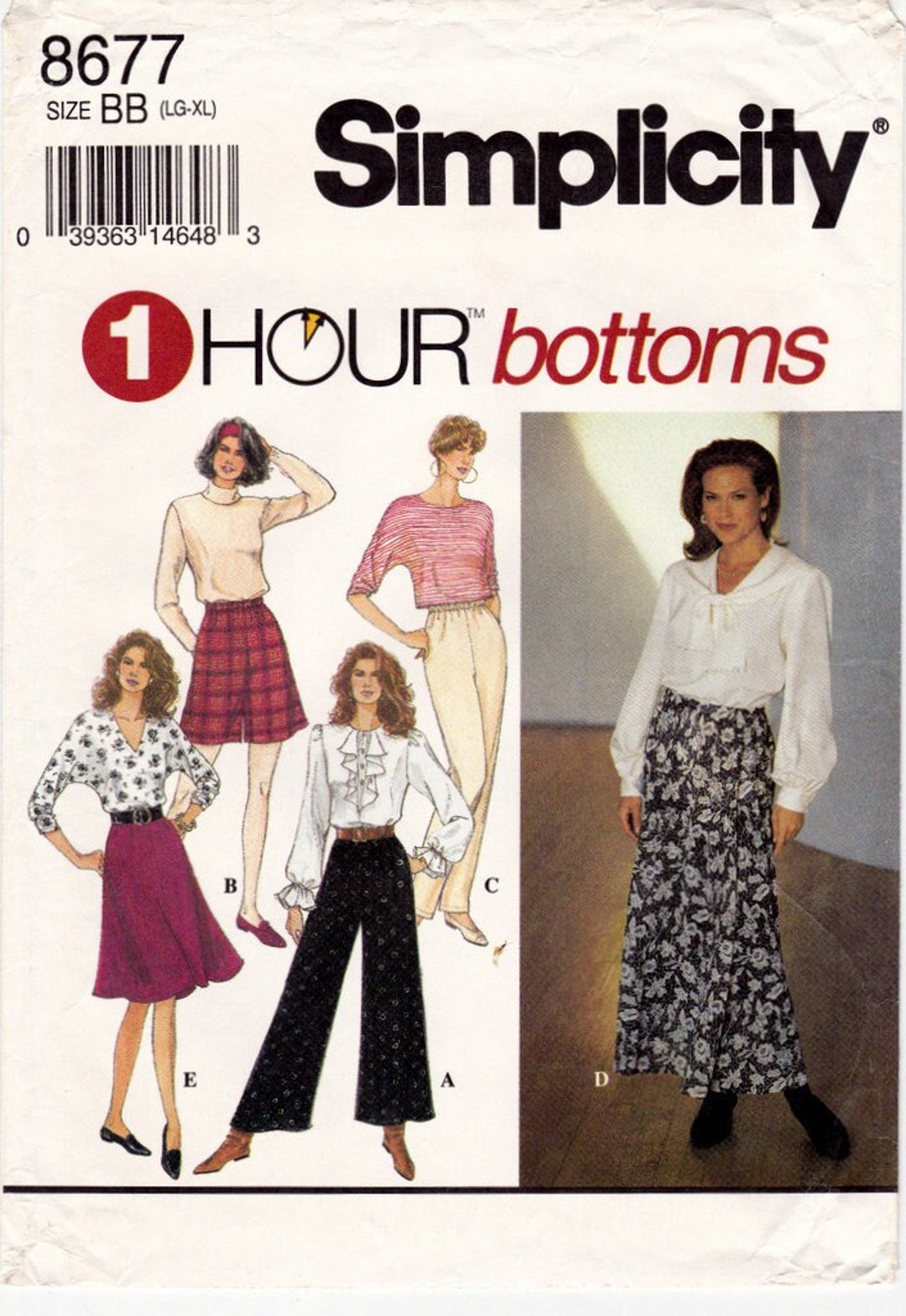 Simplicity 8677 Vintage Sewing Pattern, Misses' Full Pants & Skirt ...