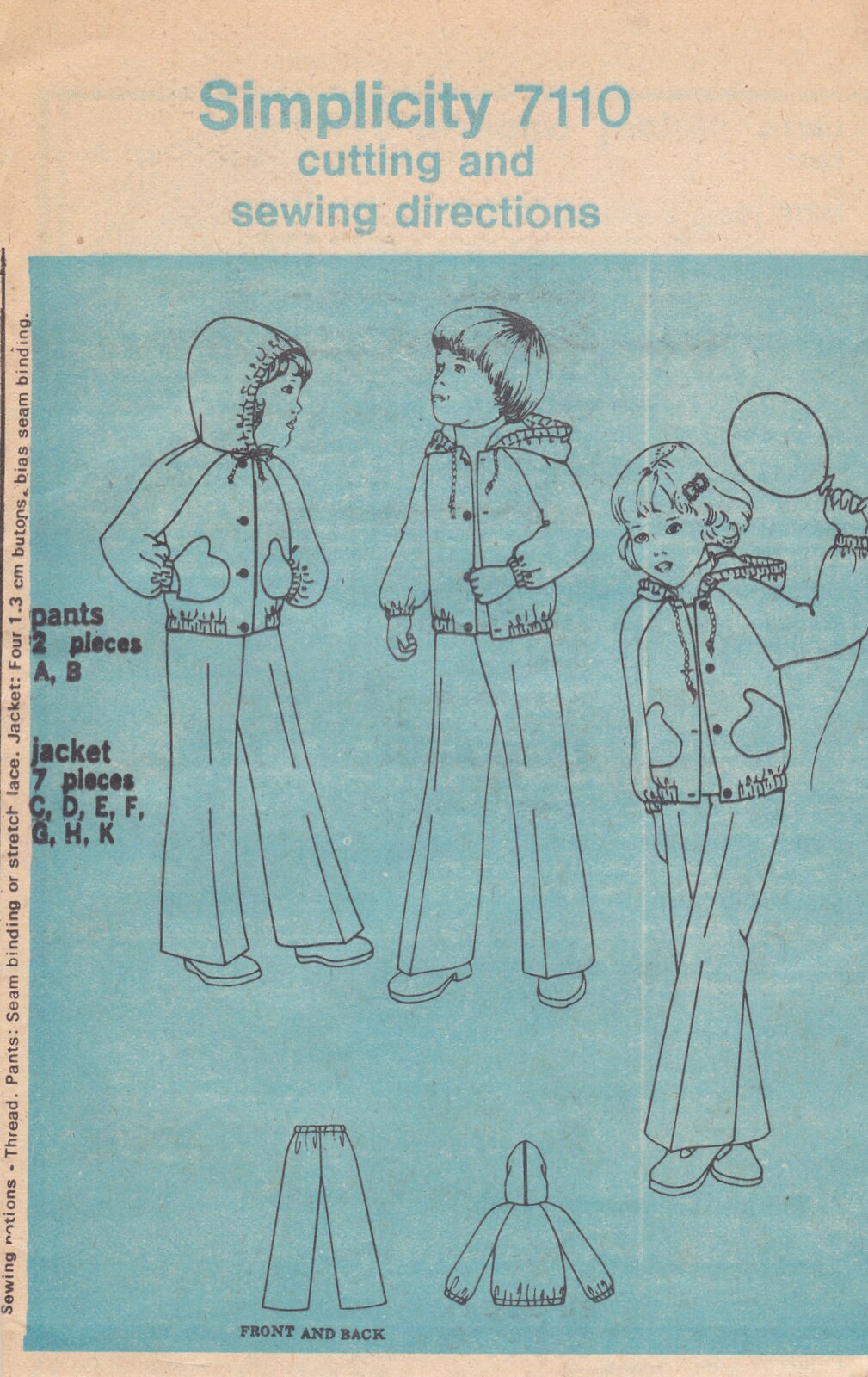 Simplicity 7110 Sewing Pattern Child's Unisex Hooded - Etsy