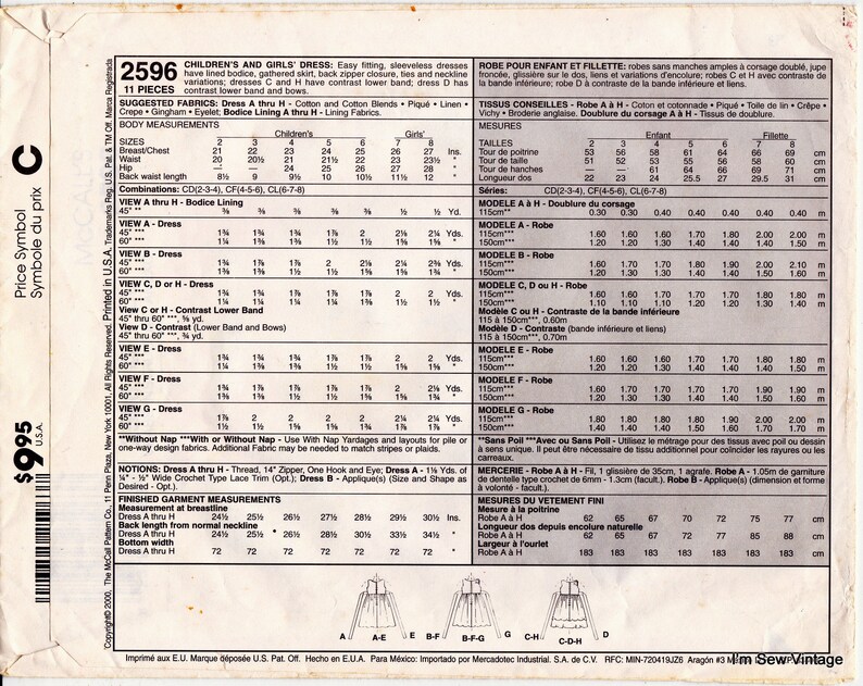 Mccall's 2596 Sewing Pattern, Girl's Dress Sewing Pattern, Eight Great ...