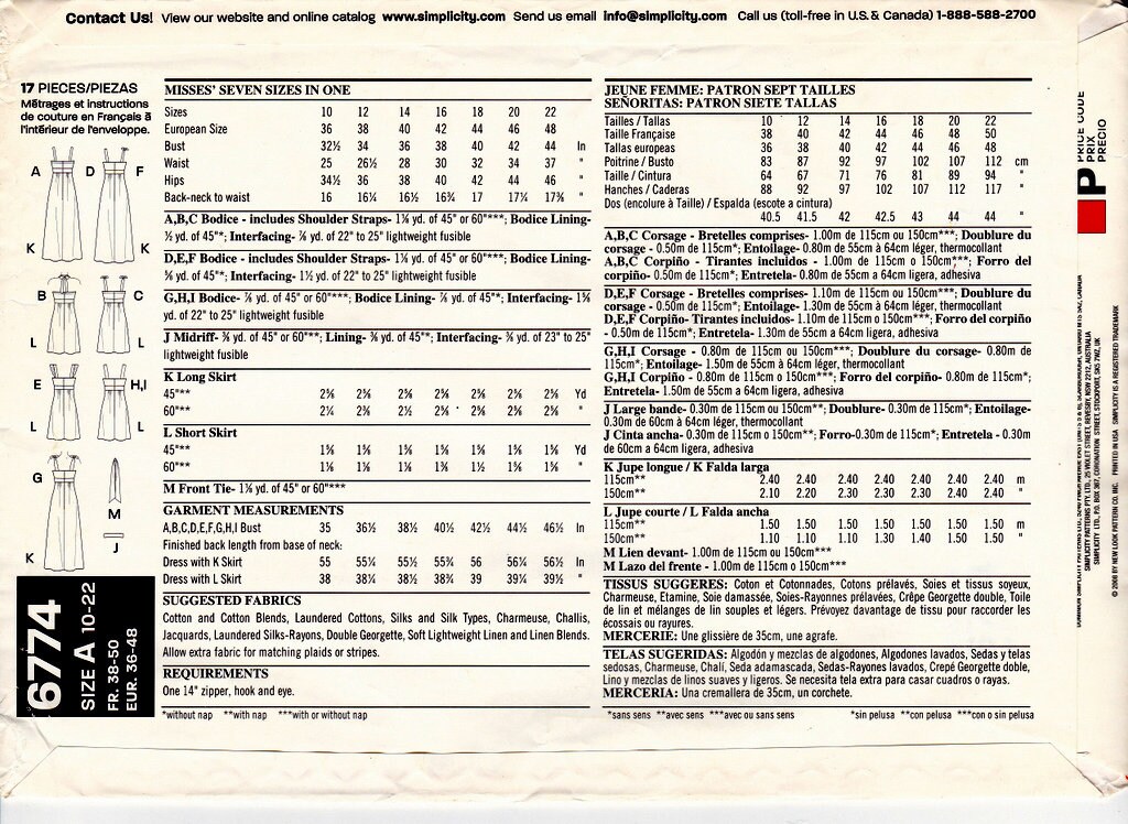 New Look 6774 Sewing Pattern Misses' Sleeveless Dresses With Variations ...