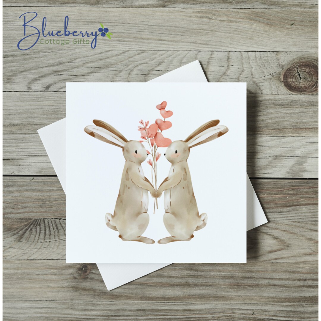 Romantic Design, Love, Rabbits, Hares. Great Quality Print on 300gsm ...