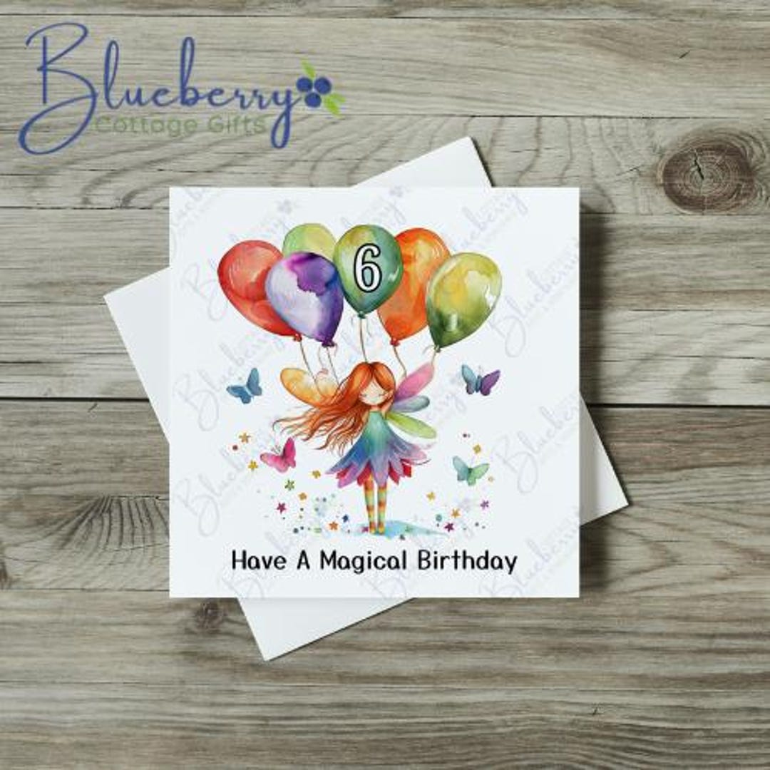 6th Birthday Card - Six Years Old - Fairy- Space -free Personalisation ...