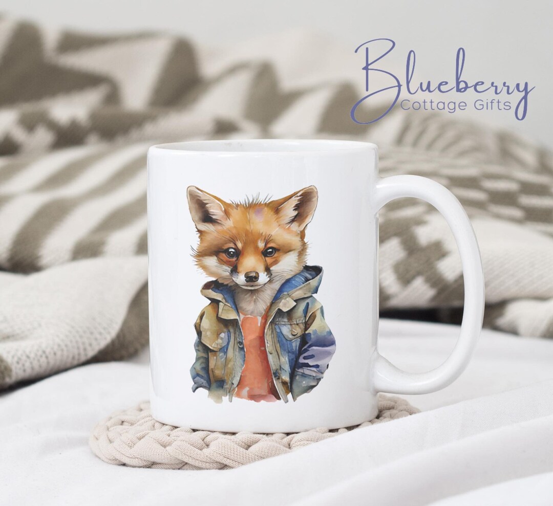 Fox in Denim Jacket - Watercolour - Country Chic Mug - Stylish Gift Mug ...