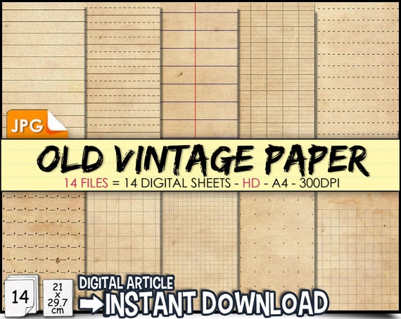 Vintage school paper lined paper digital paper scrapbook | Etsy