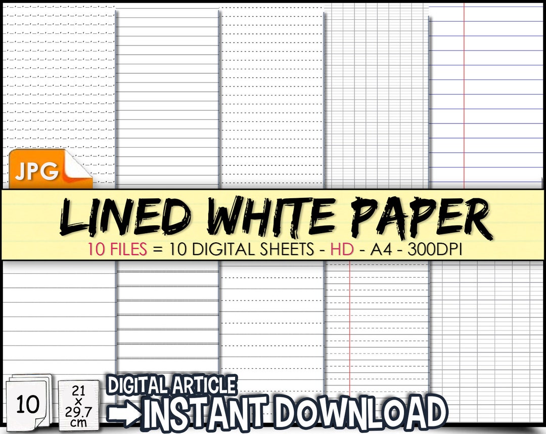Digital Scrapbook Paper Lined Paper School Days 10 Patterns Instant ...