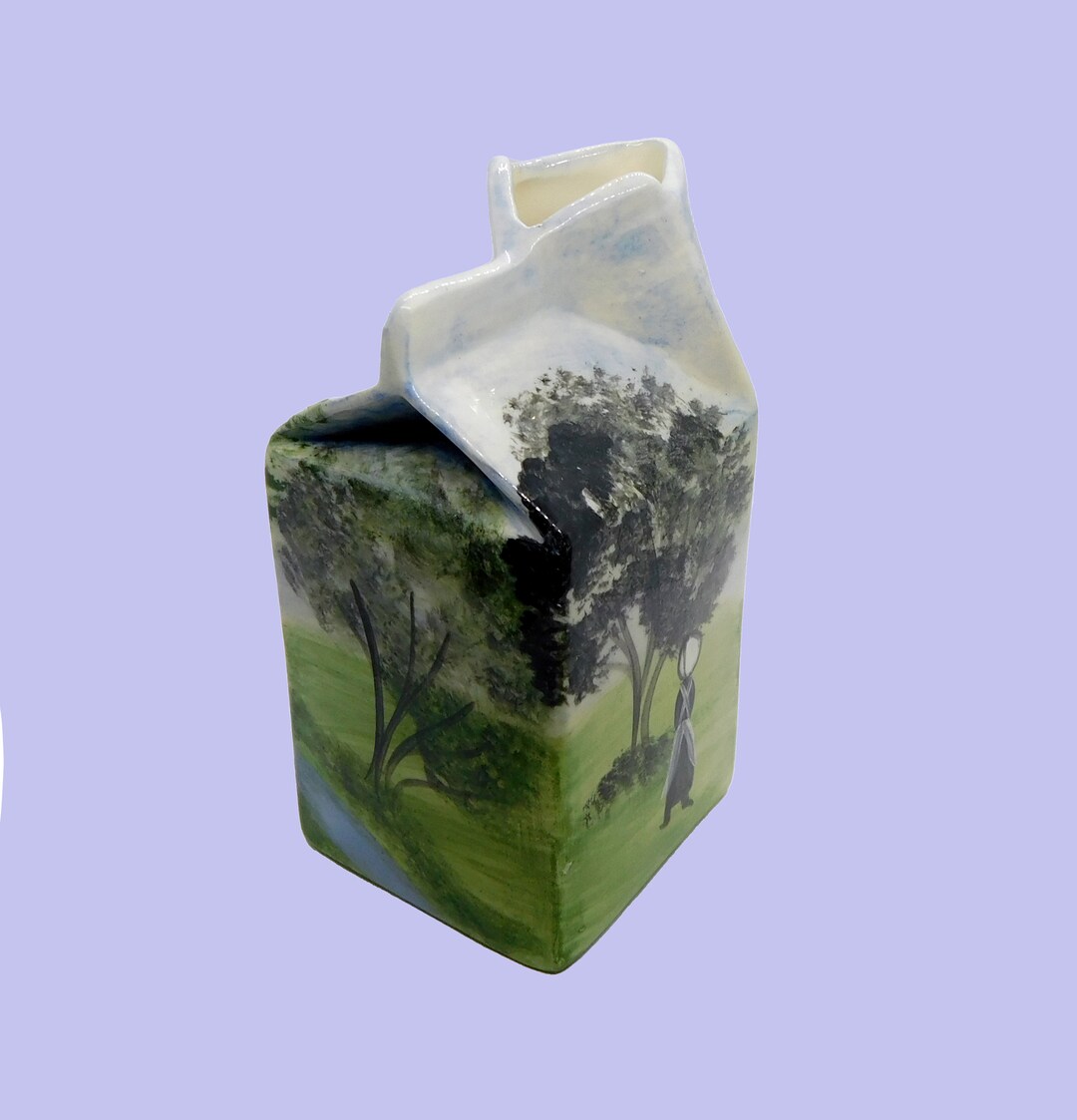 Amish Folk Art Milk, Cream, Carton, Pitcher or Flower Vase, Hand ...