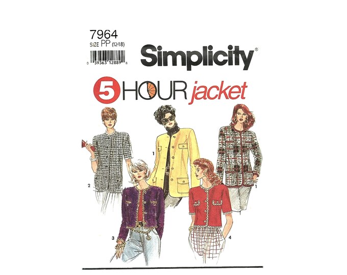 Simplicity 7964 Misses' Miss Petite Size 12 14 16 18, Jacket in Two ...