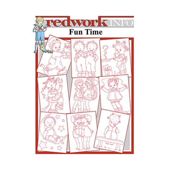 Fun Time Redwork Hand Embroidery Pattern Trace It to Fabric | Etsy