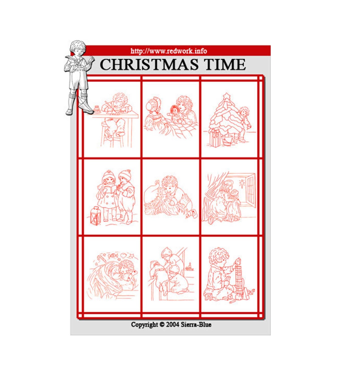 Christmas Time Redwork Hand Embroidery Pattern, Trace It to Fabric ...