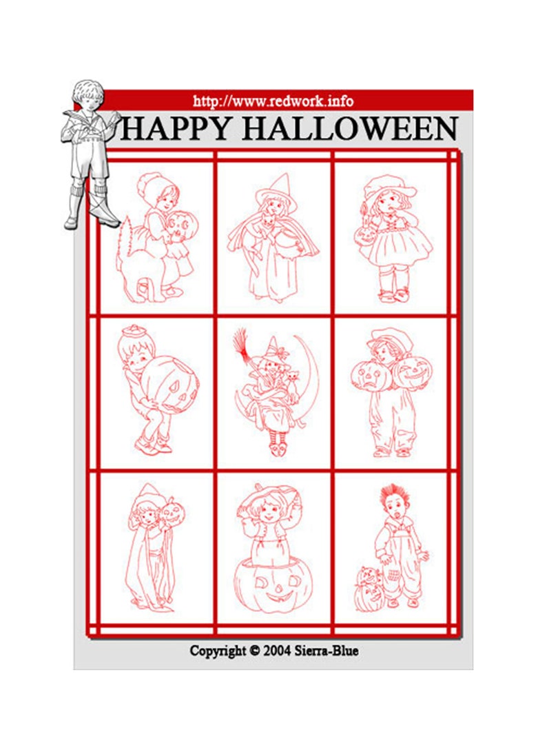 Happy Halloween Hand Embroidery Pattern, Redwork, Trace It Onto Fabric ...