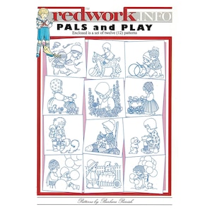 Pals and Play, Redwork Hand Embroidery Pattern, Trace It to Fabric ...