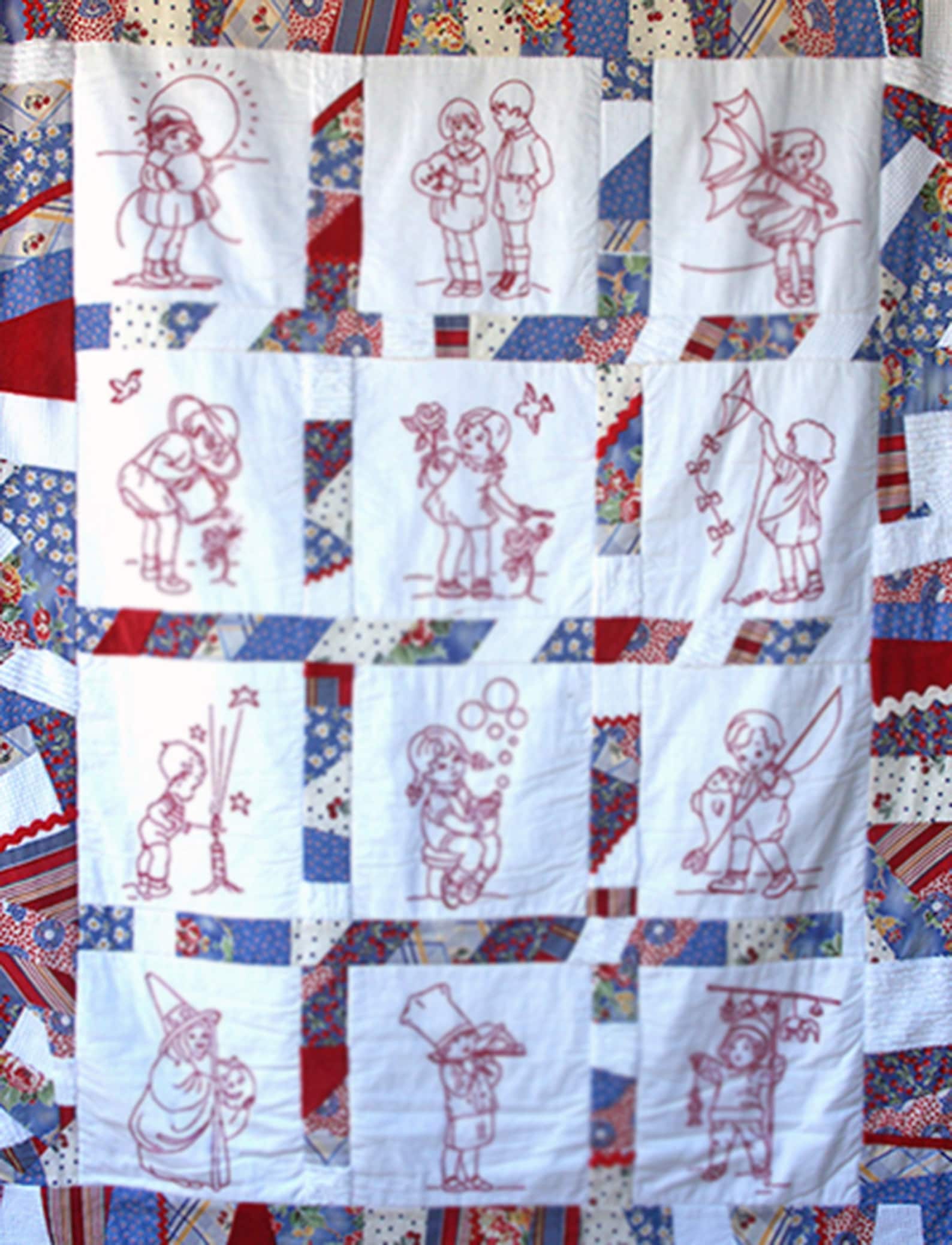 A Year of Redwork Hand Embroidery Pattern Trace It to Fabric - Etsy