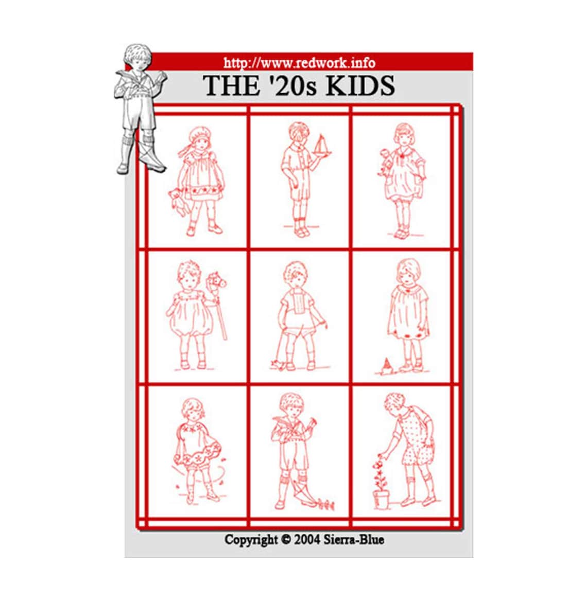 The 20s Kids, Redwork Embroidery Pattern, Trace It to Fabric, Hand ...