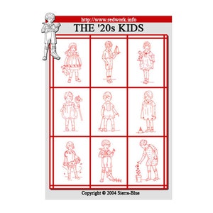 The 20s Kids, Redwork Embroidery Pattern, Trace It to Fabric, Hand ...