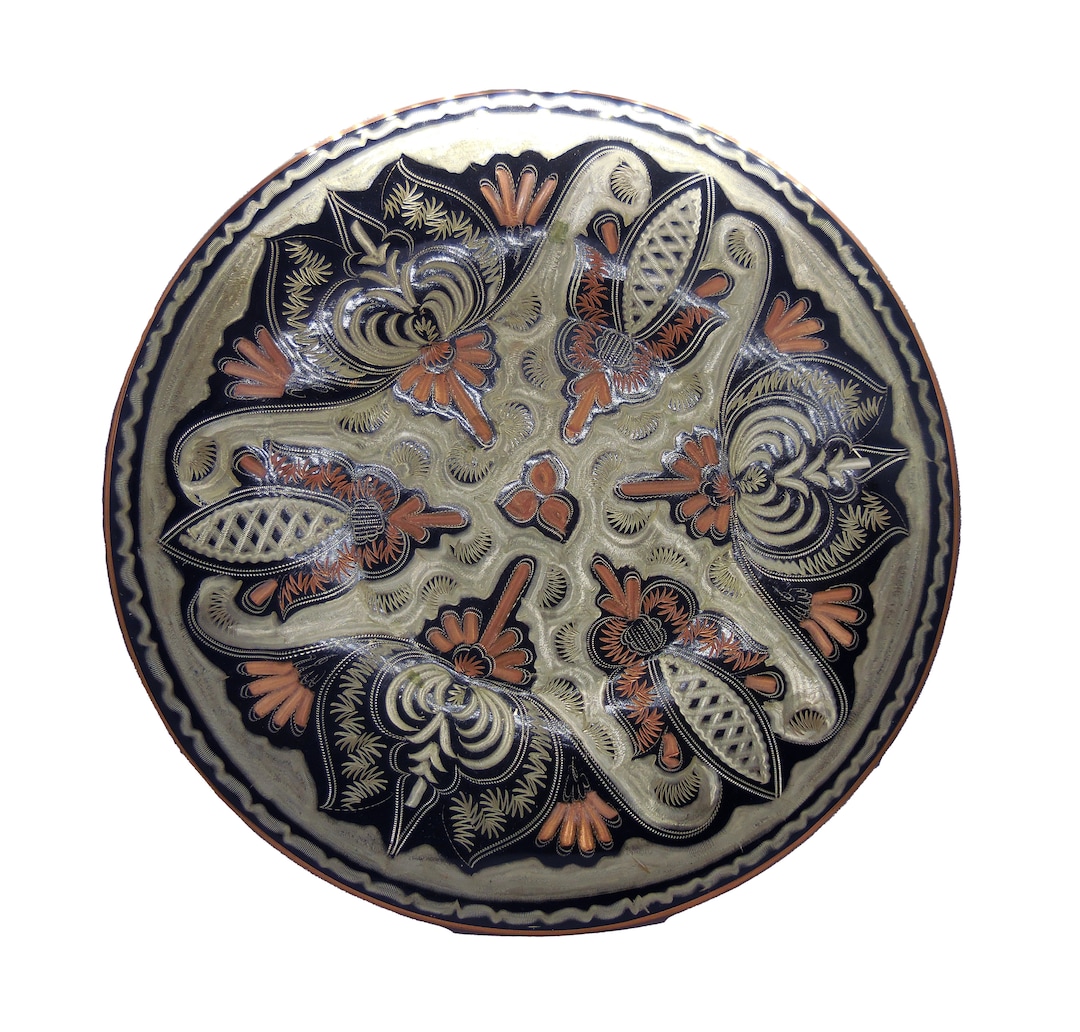 Vintage Incised Turkish Copper Plate, Rolling or Wall Tray, Beautifully ...