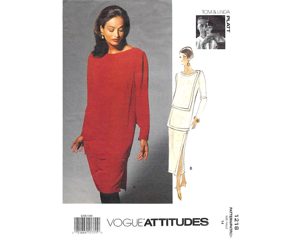 Vogue 1218 Misses' Size 14 Easy Sewing Pattern, Loose Fitting Dress in ...