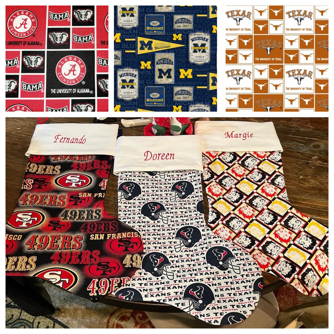 College Football Stockings W/embroidered Name single Sided - Etsy