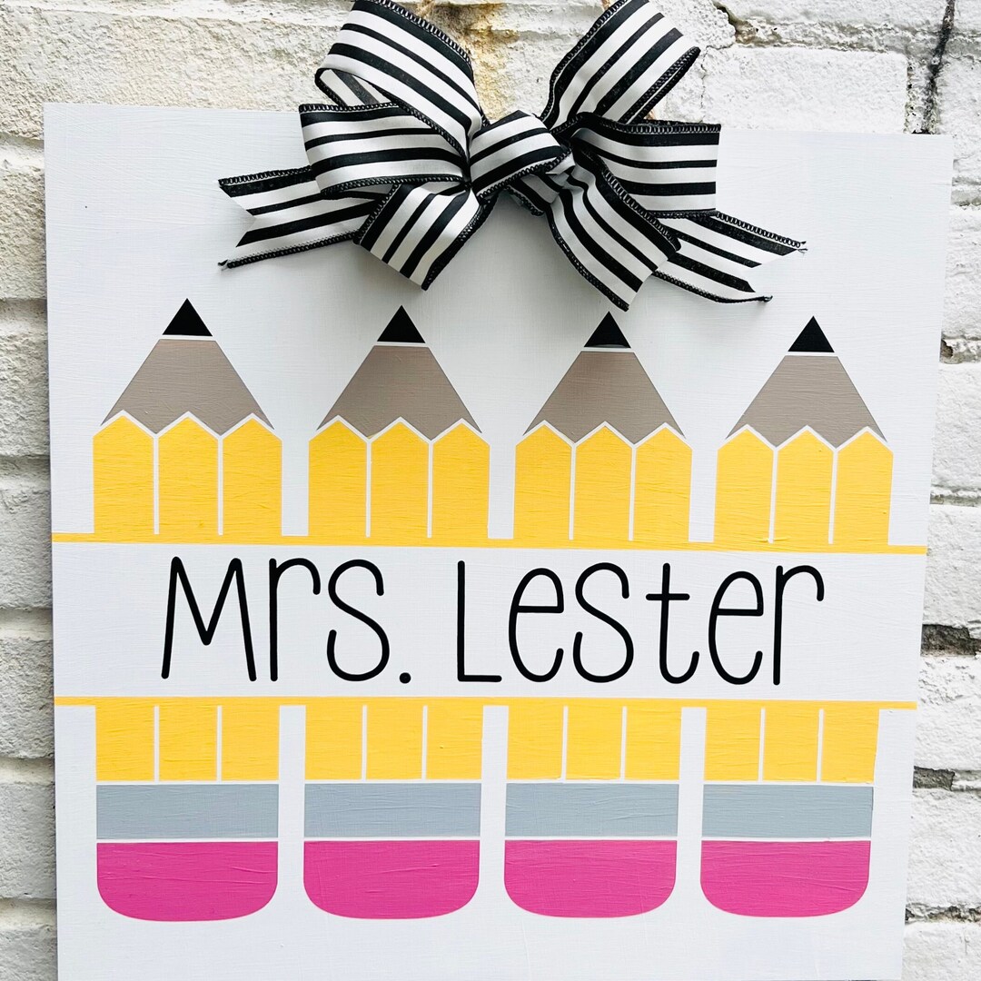 Pencil Teacher Sign Personalized - Etsy