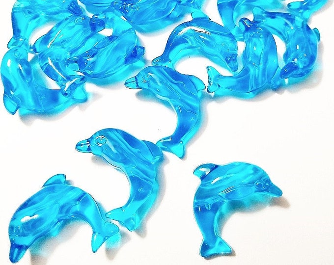 Dolphin Beads Transparent Blue Sea Life Beads Acrylic - Etsy
