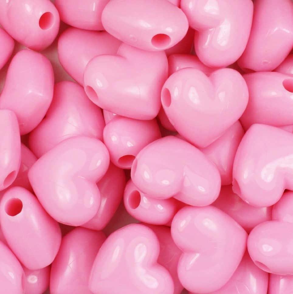 Large Heart Beads, Pink Heart Beads, 18mm, Hearts, Beads, Pink, Hair ...