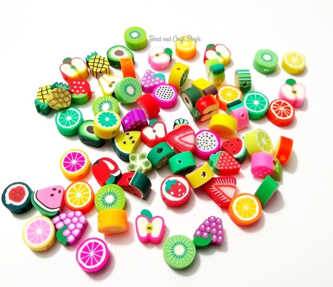 Fruit Clay Beads, Fruit Fimo Beads, Assorted Fruit Beads, Fruit Slice ...