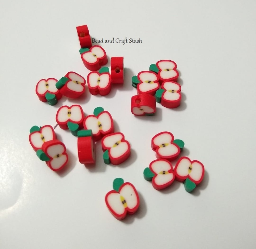Apple Beads, Fake Food, Beads, Polymer Clay Beads, Red Apple, Red ...