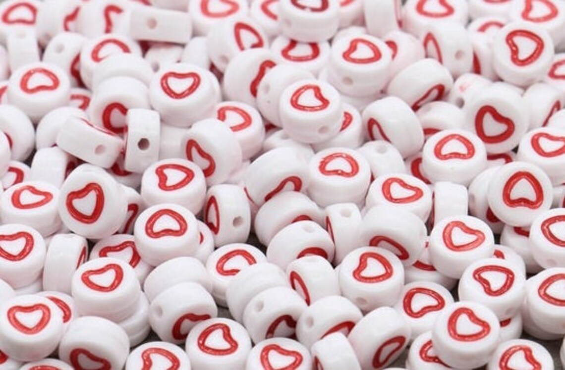 7mm Red Heart Beads, Beads, Kid Crafts - Etsy