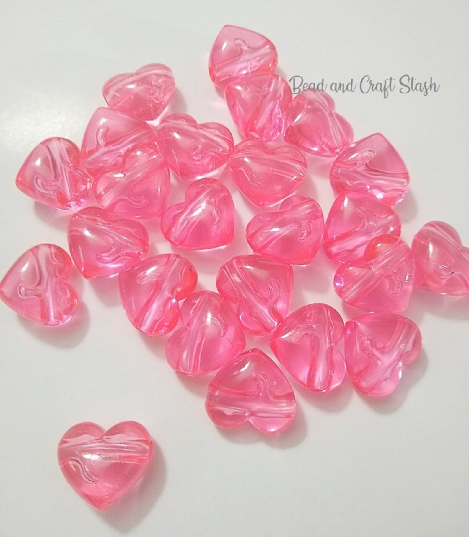 Transparent Pink Heart Beads Beads DIY Kid Crafts Heart | Etsy
