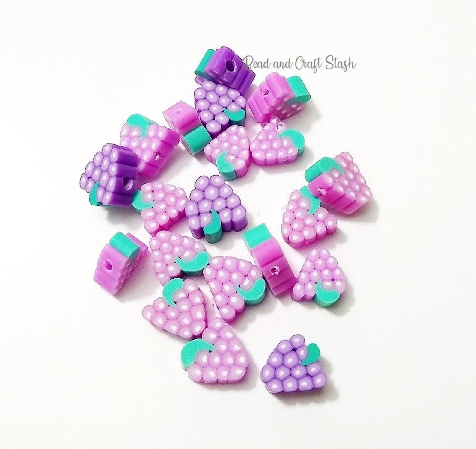 Polymer Clay Grape Beads, Polymer Clay, Grapes, Purple, Beads, Kid ...