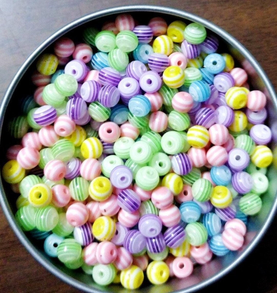 6mm Striped, Easter Mix, Pastel Mix, Beads, Bracelet Beads, Spacer ...