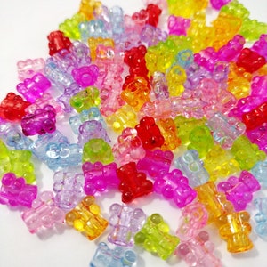 10mm Gummy Bear Beads, Kawaii, Rainbow, Bear-shaped, Plastic, Beads ...